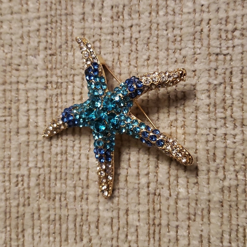 Blue Starfish Brooch - Gem